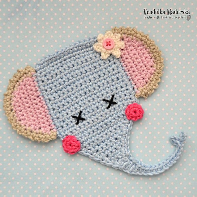 Crochet Pattern Elephant Applique by Vendulkam Crochet - Etsy Canada