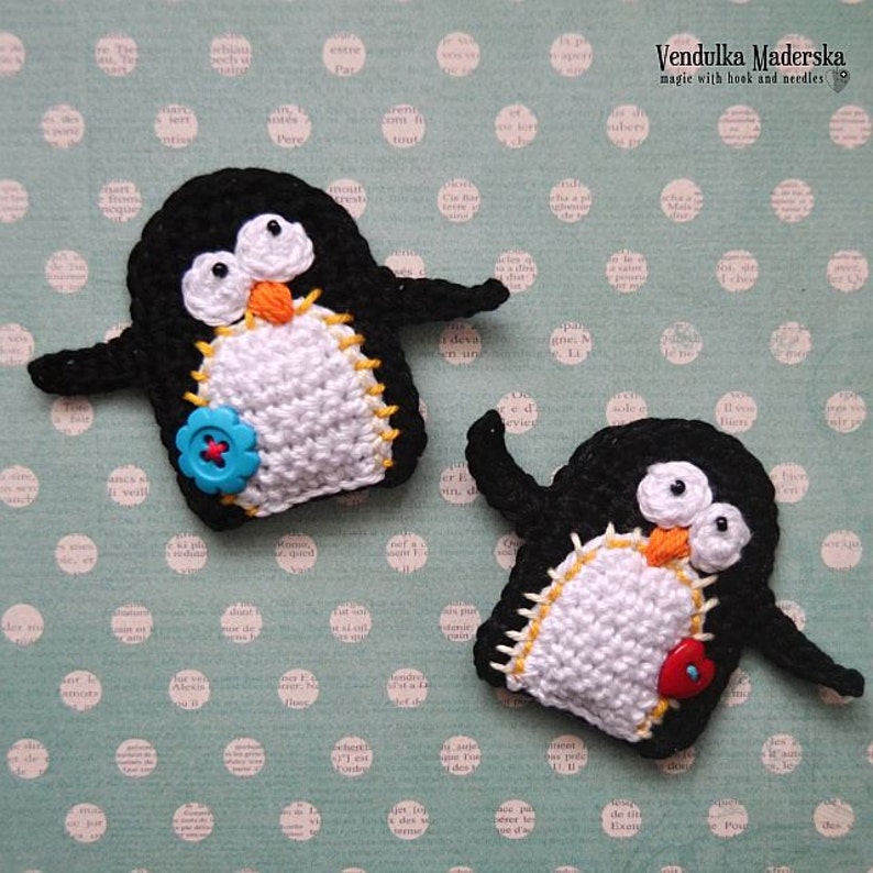 Crochet Pattern Penguin Applique by Vendulkam Digital - Etsy