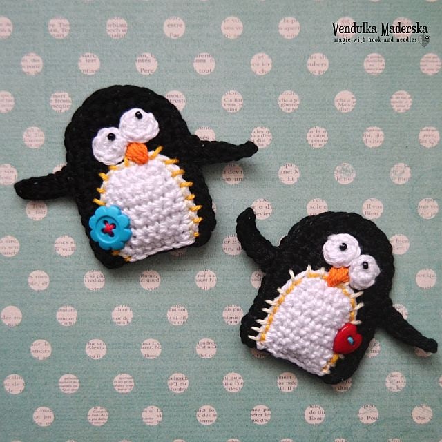 Crochet Pattern Penguin Applique by Vendulkam Digital | Etsy