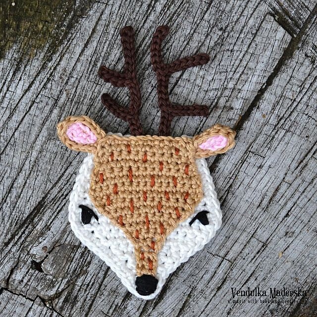 Crochet Pattern - Deer Applique - by Vendulkam Crochet, Digital Pattern ...