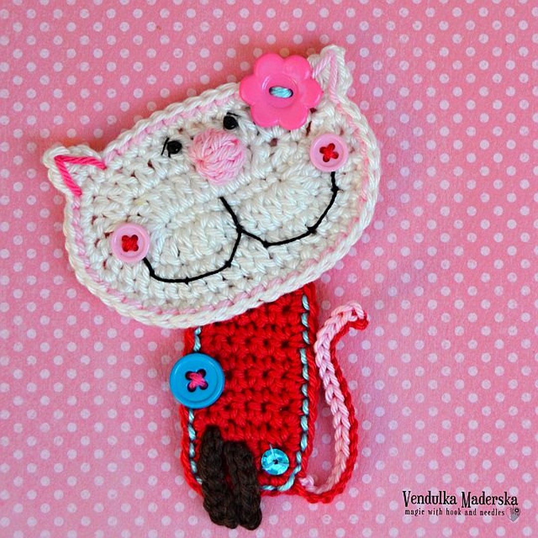 Crochet Kitty Appliqué - Pattern DIY - Etsy