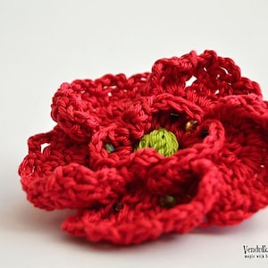 Crochet Poppy Flower - Brooch - Pattern, DIY - Etsy