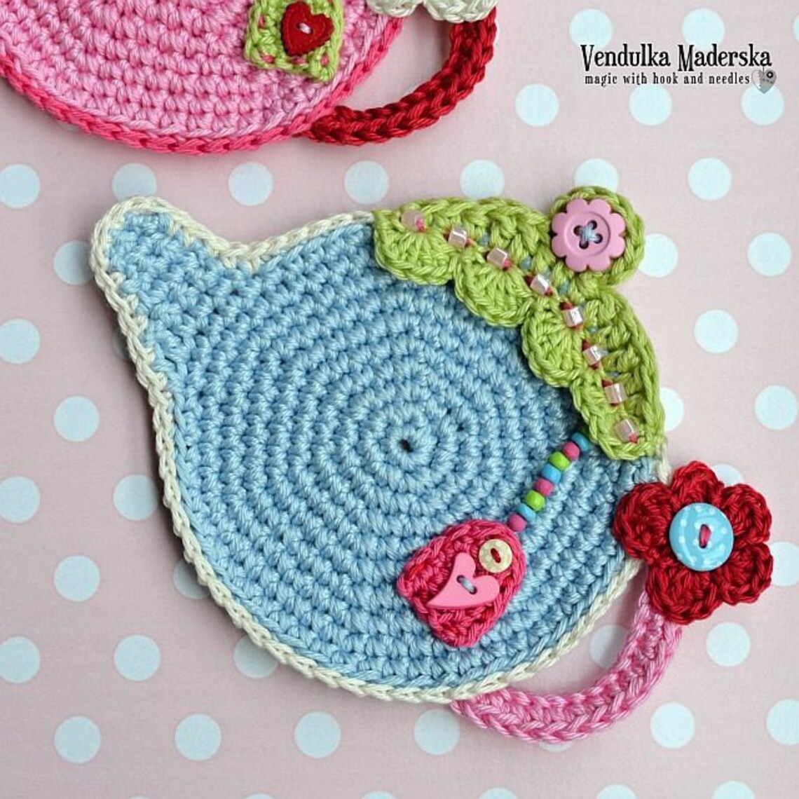 Crochet Pattern - Teapot Coaster by Vendulkam / Kitchen Table / Digital ...