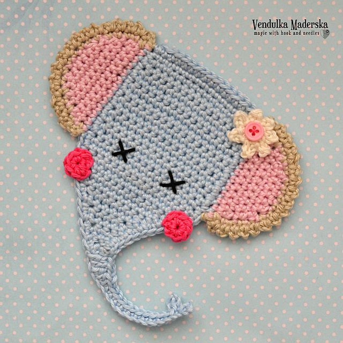Crochet Pattern Elephant Applique by Vendulkam Crochet - Etsy