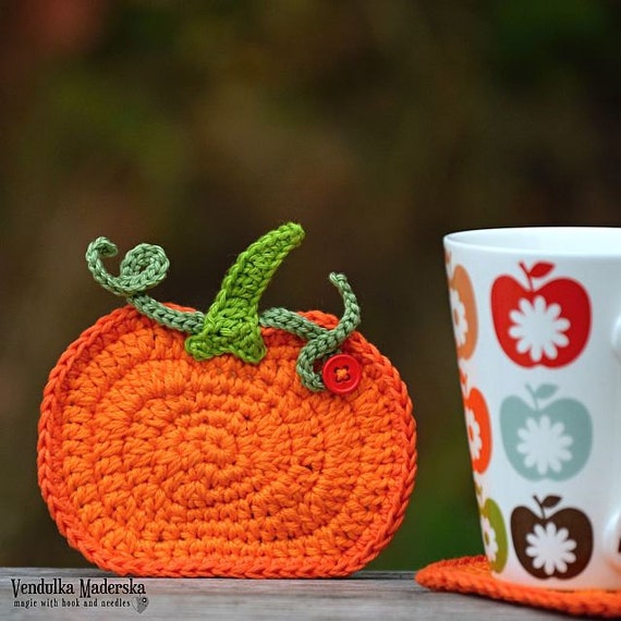 Crochet Pattern Crochet Pumpkin Coaster by Vendulkam DIY - Etsy