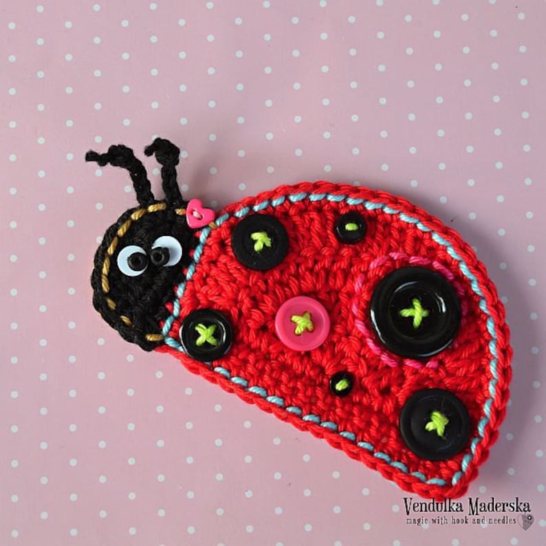 Crochet Ladybug Applique Pattern DIY - Etsy