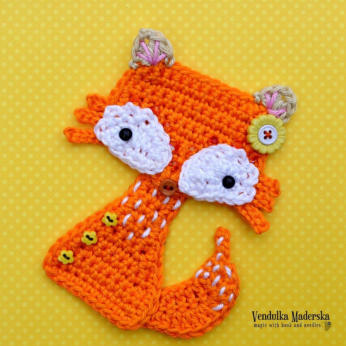 Crochet Pattern Fox Applique by Vendulkam Crochet Digital - Etsy