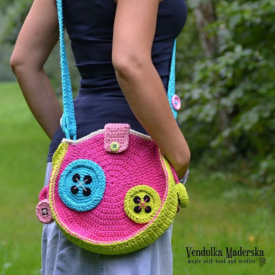 Crochet Buttons Bag Crochet Pattern DIY - Etsy