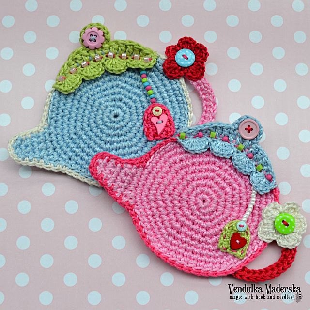 Crochet Pattern - Teapot Coaster by Vendulkam / Kitchen Table / Digital ...