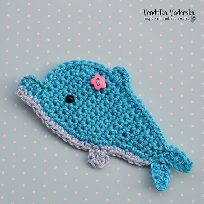 Crochet Dolphin Appliqué - Pattern DIY - Etsy