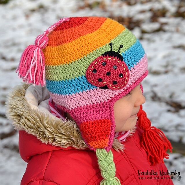 Crochet Pattern - Hat With Ladybug - by Vendulkam Crochet, Digital ...