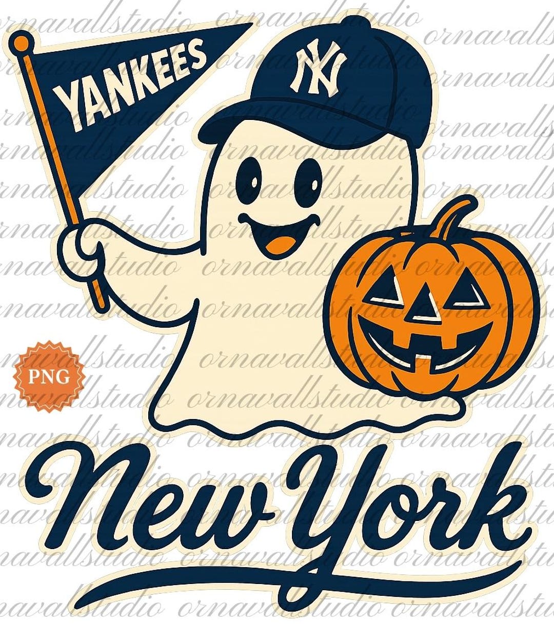 Blue October New York Yankees Ghost PNG | Halloween Baseball Digital ...