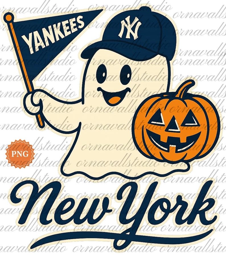 Blue October New York Yankees Ghost PNG | Halloween Baseball Digital ...