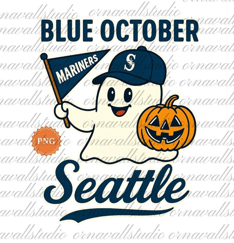 Blue October Seattle Mariners Ghost PNG | Halloween Baseball Digital ...