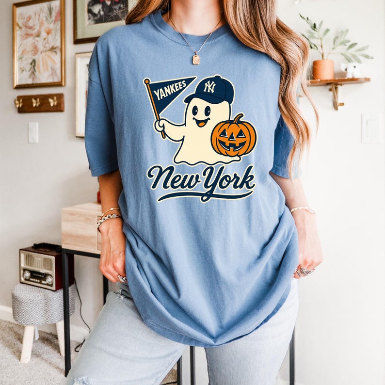 Blue October New York Yankees Ghost PNG | Halloween Baseball Digital ...
