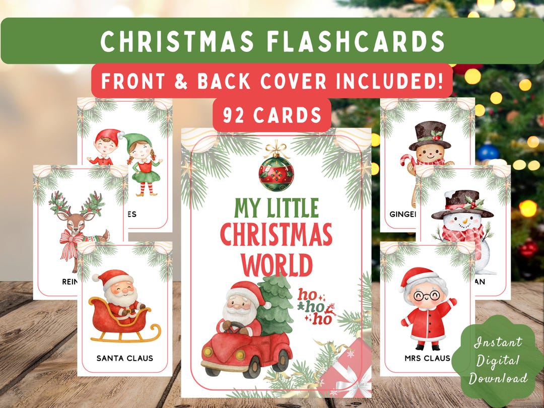 92 Printable Christmas Flashcards, Kids Flashcards, Kids Activity Cards ...