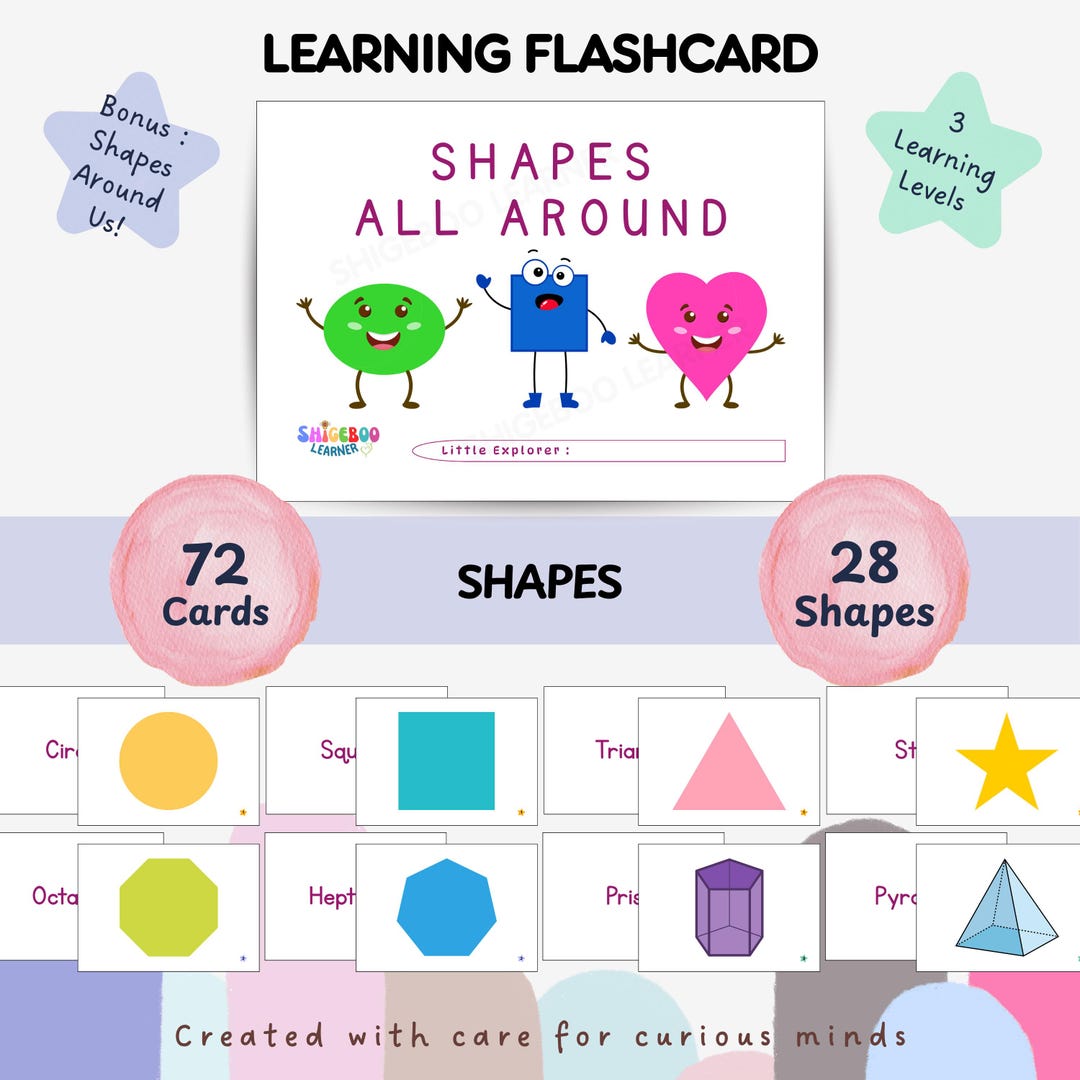 28 Shapes Educational Flashcards | Early Learning | Montessori Cards ...