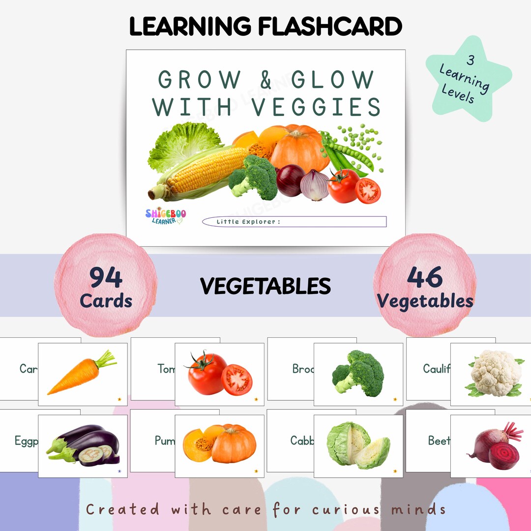46 Vegetables Educational Flashcards | Early Learning | Montessori ...