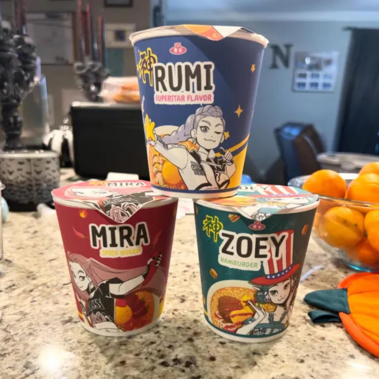 Kpop Demon Hunters Cup Noodle Labels, Huntrix Ramen Ramyeon Party Favor Wraps, Rumi Mira Zoey ...