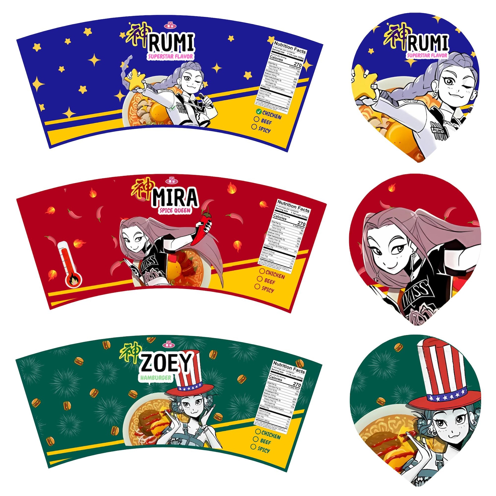 Kpop Demon Hunters Cup Noodle Labels, Huntrix Ramen Ramyeon Party Favor ...