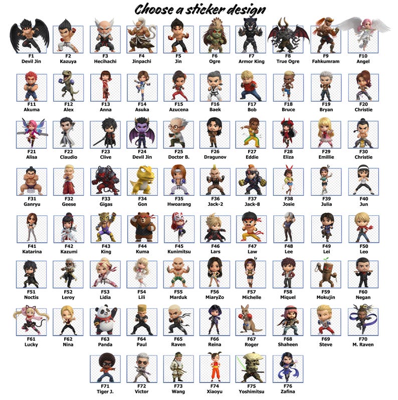 Chibi Tekken Characters Kiss-cut Stickers, Gaming Laptop, Water Bottle ...
