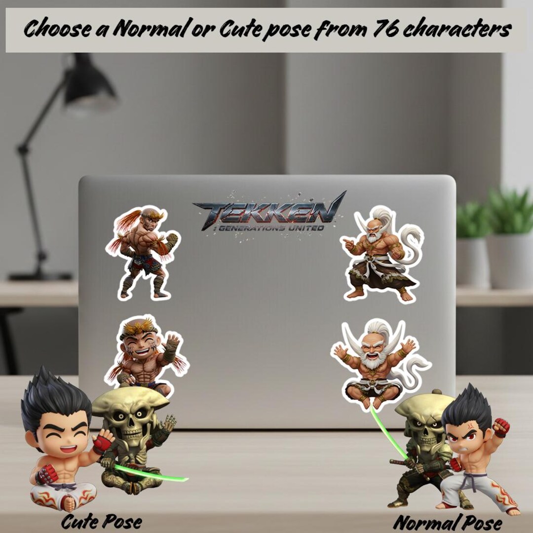 Chibi Tekken Characters Kiss-cut Stickers, Gaming Laptop, Water Bottle ...