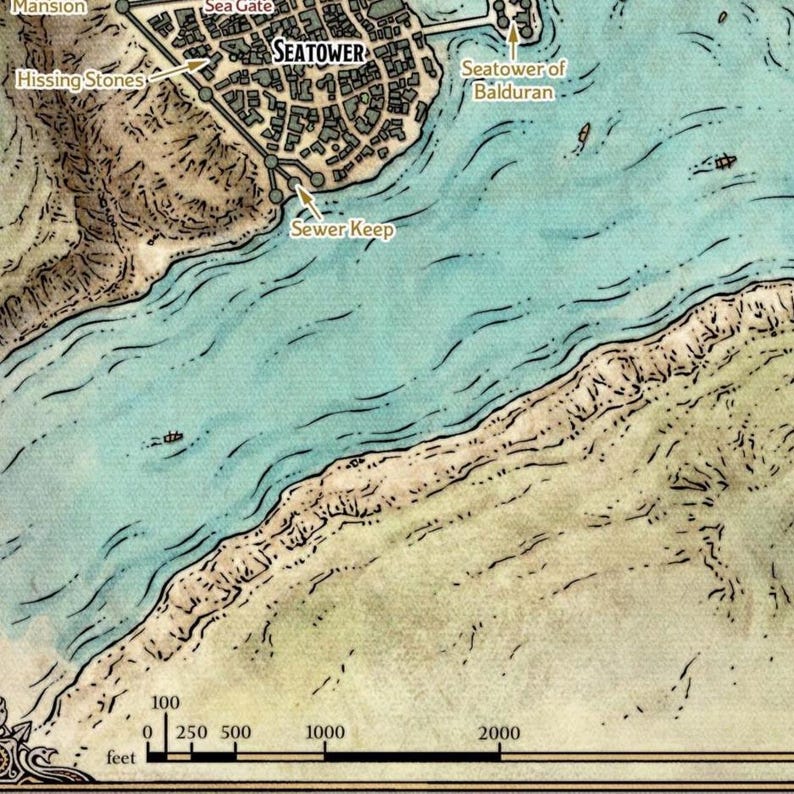 Baldur's Gate Map Poster | Dungeons & Dragons Wall Art | Unframed ...