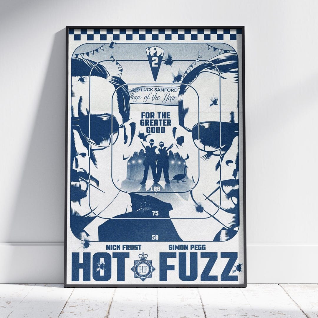 Hot Fuzz Poster | Retro Police Action Comedy Wall Art | Unframed Canvas ...