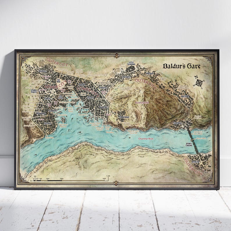 Baldur's Gate Map Poster | Dungeons & Dragons Wall Art | Unframed ...