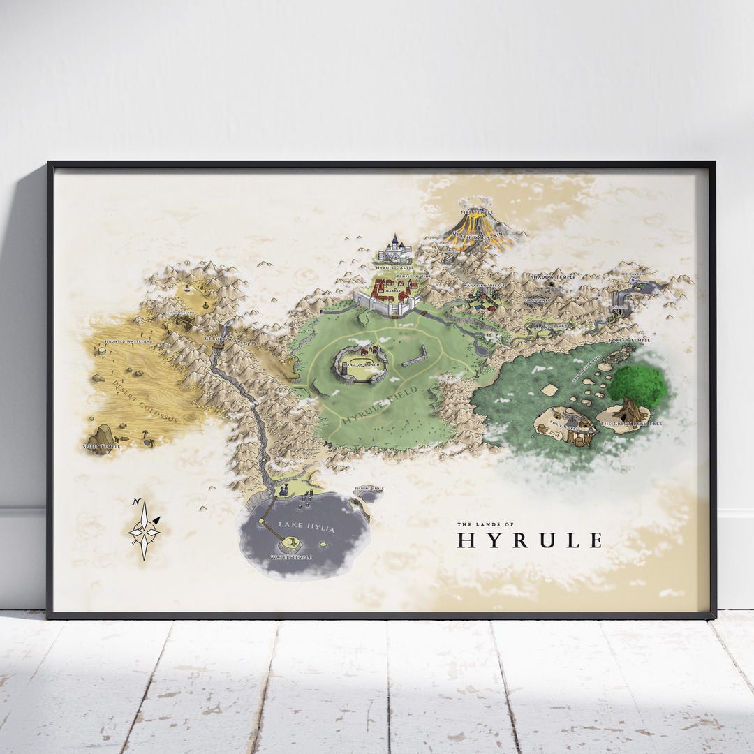 The Legend of Zelda Map Poster | Hyrule Wall Art | Unframed Canvas ...