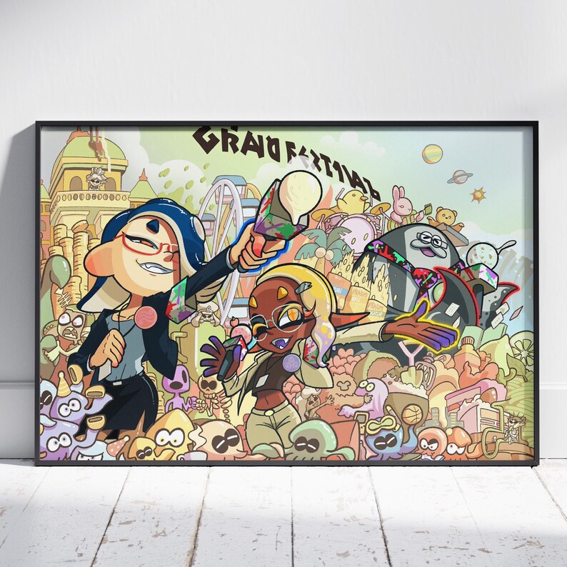 Splatoon Poster | Inklings Wall Art | Unframed Canvas Print | Gift Game ...