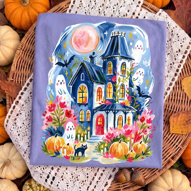 Trendy Haunted House Png, Brushstroke Halloween Sublimation Design ...