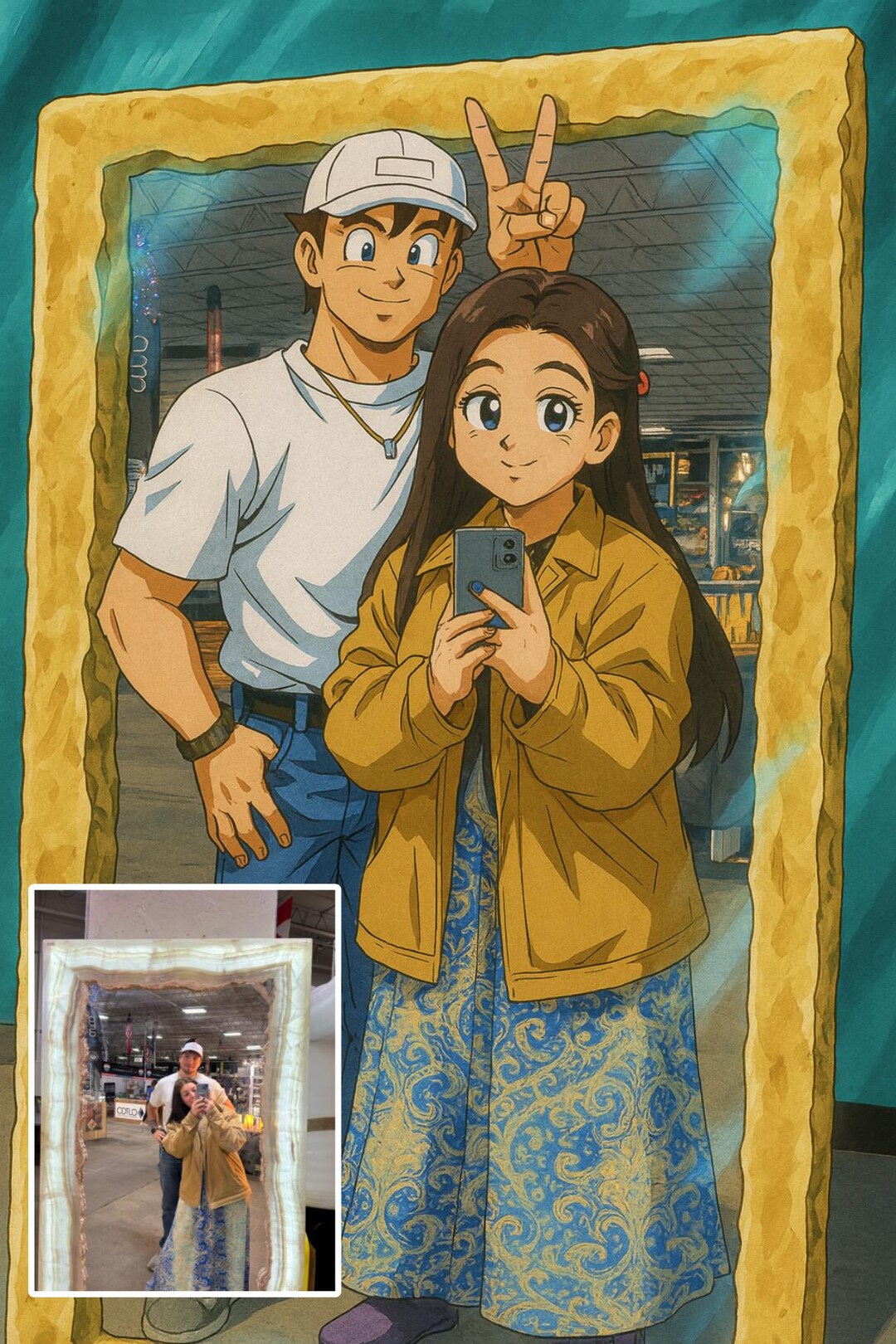 Custom Dragon Ball Portrait – Anime Couple Drawing – Saiyan Power ...