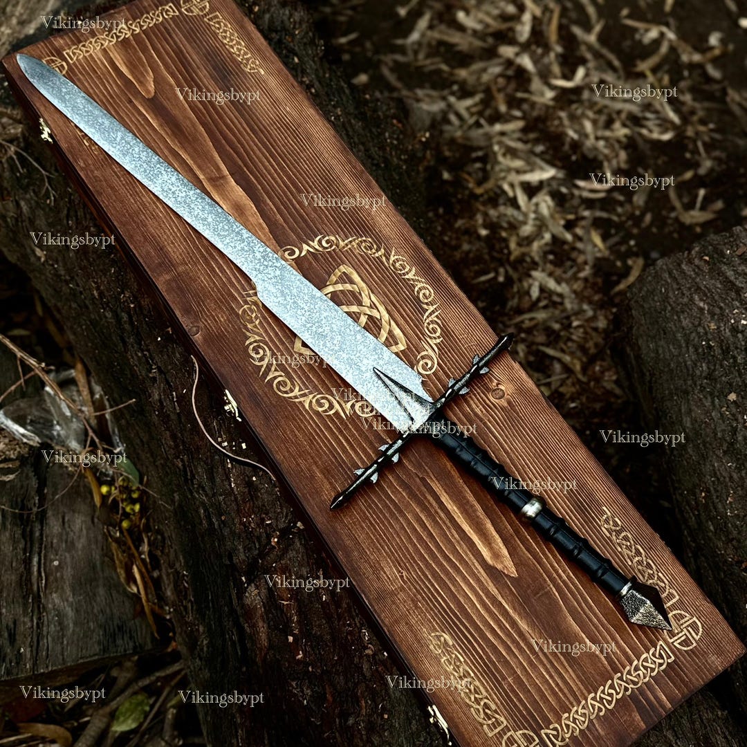 Espada medieval real viking de aço damasco feita à mão, espada cosplay ...