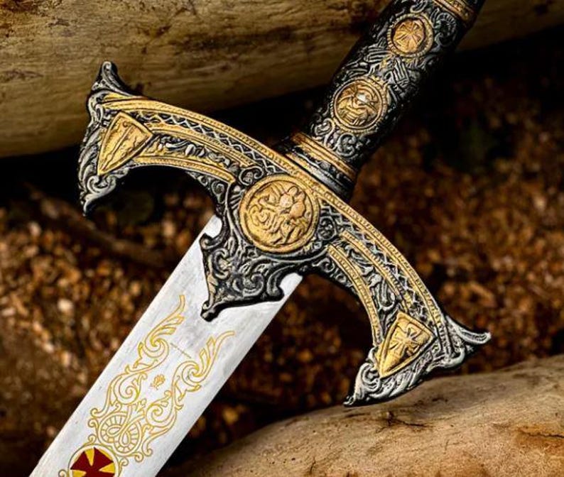 Handmade Knights Templar Stainless Steel Sword With Leather Sheath ...