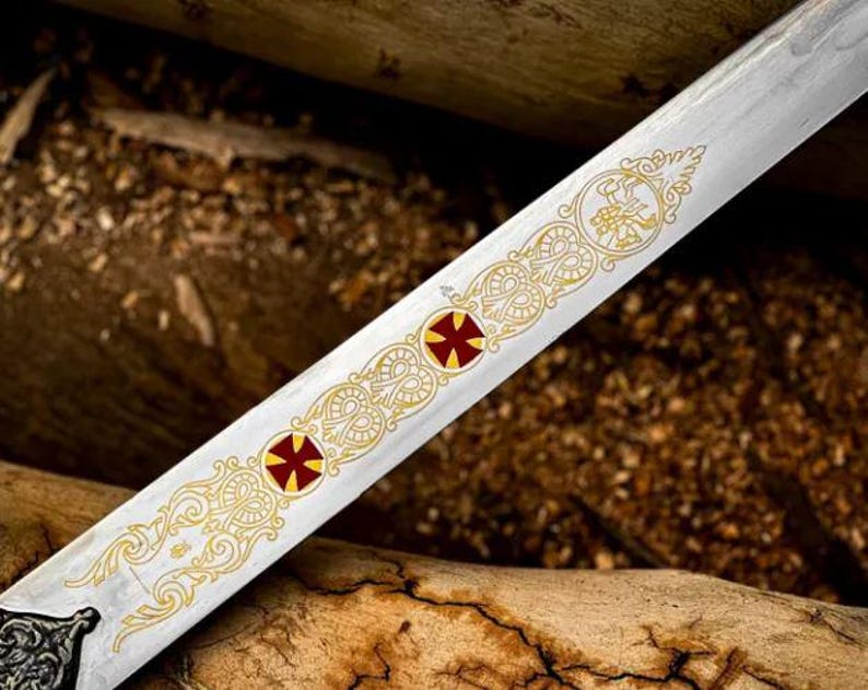 Handmade Knights Templar Stainless Steel Sword With Leather Sheath ...