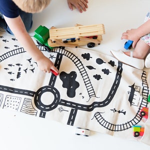 Large Train Play Mat Organic Play Mat Road Play Mat Travel Train ...