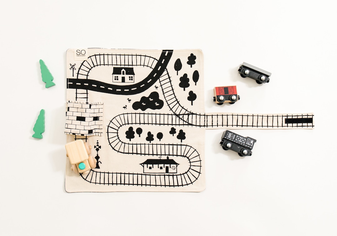 Train Play Mat Organic Train Track Train Storage Travel Train Mat ...