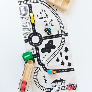 Large Train Play Mat Organic Play Mat Road Play Mat Travel Train ...