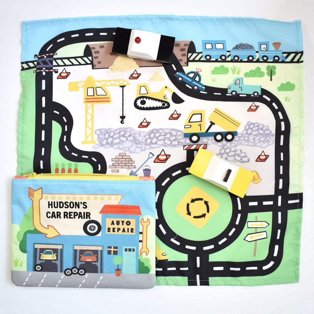 Toy Car Mat & Pouch Toy Car Carrier Portable Toy for Travel Road Trip ...