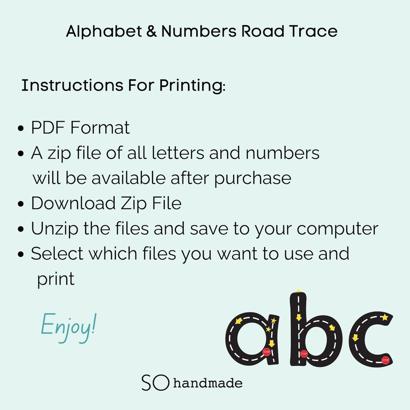 Alphabet & Numbers Road Trace Letters Tracing Mat Road Numbers ...