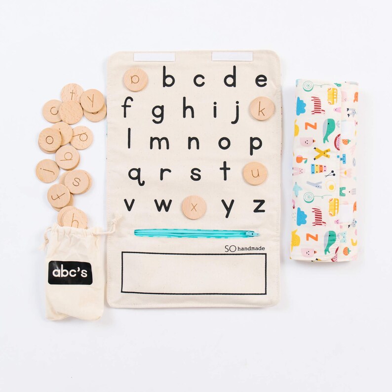 Montessori Lowercase Alphabet Play Mat: Wooden Letters, Sensory ...