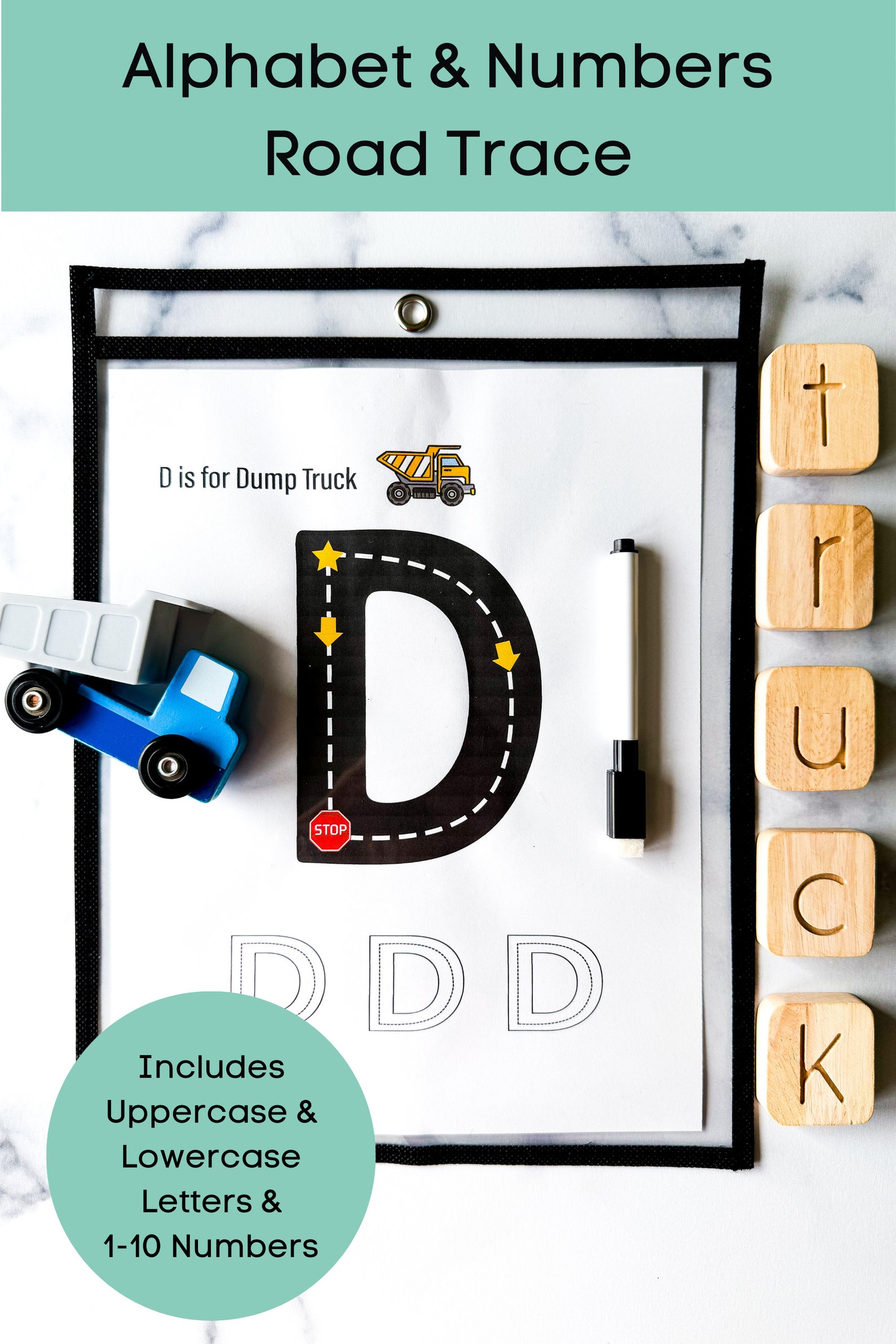 Alphabet & Numbers Road Trace Letters Tracing Mat Road Numbers ...