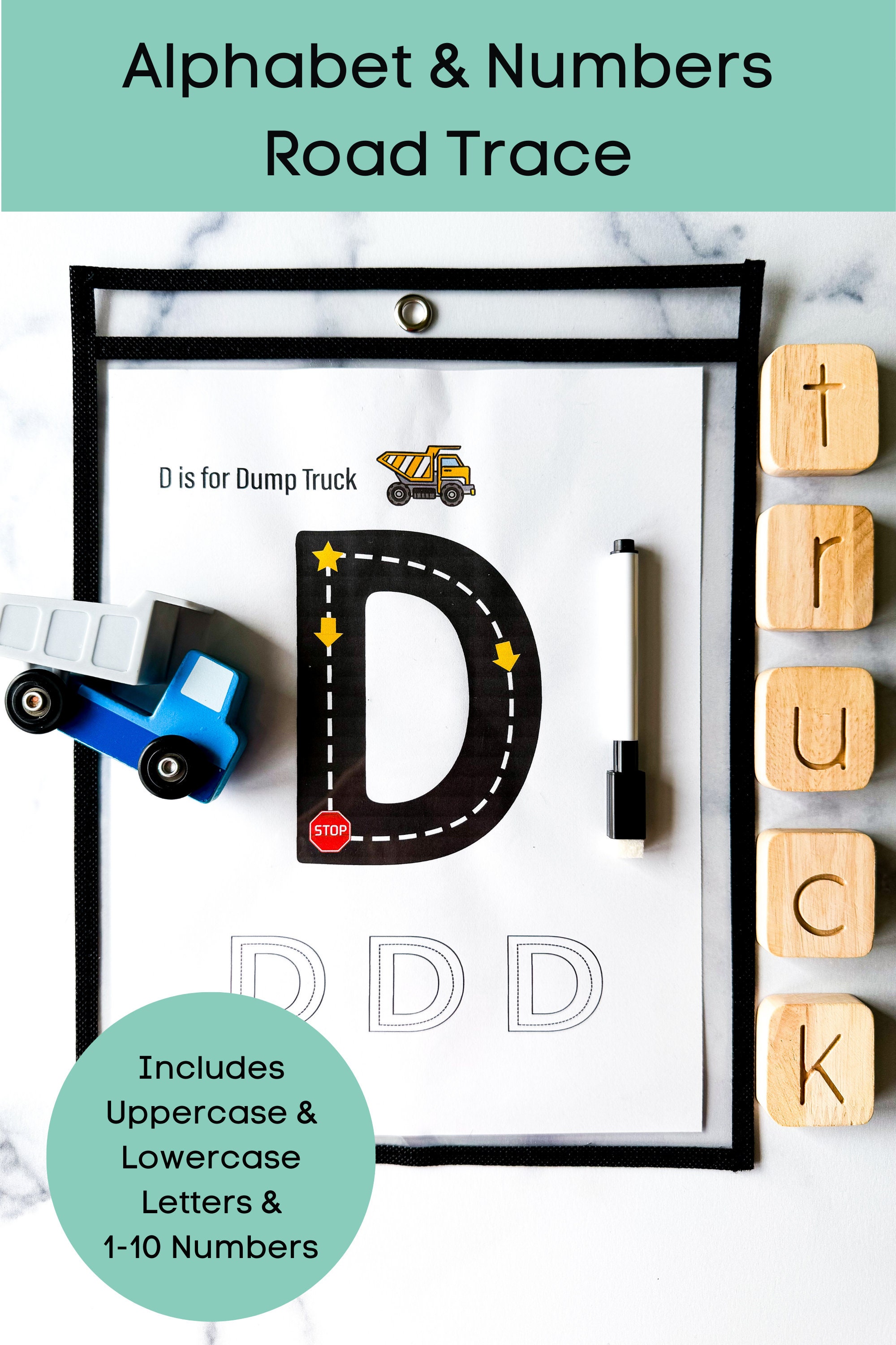 Alphabet & Numbers Road Trace Letters Tracing Mat Road Numbers ...