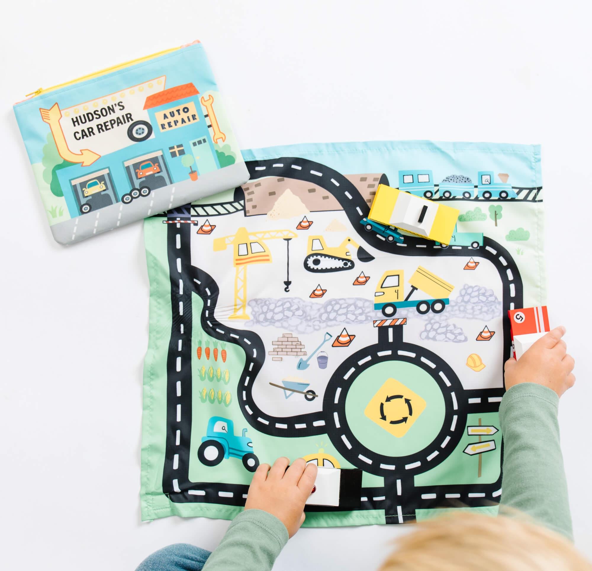 Toy Car Mat & Pouch Toy Car Carrier Portable Toy for Travel Road Trip ...