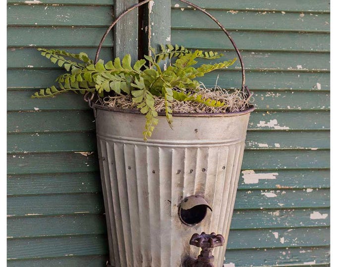 Hanging Decorative Bucket With Spigot 3-in-1 Planter, Bird House and ...