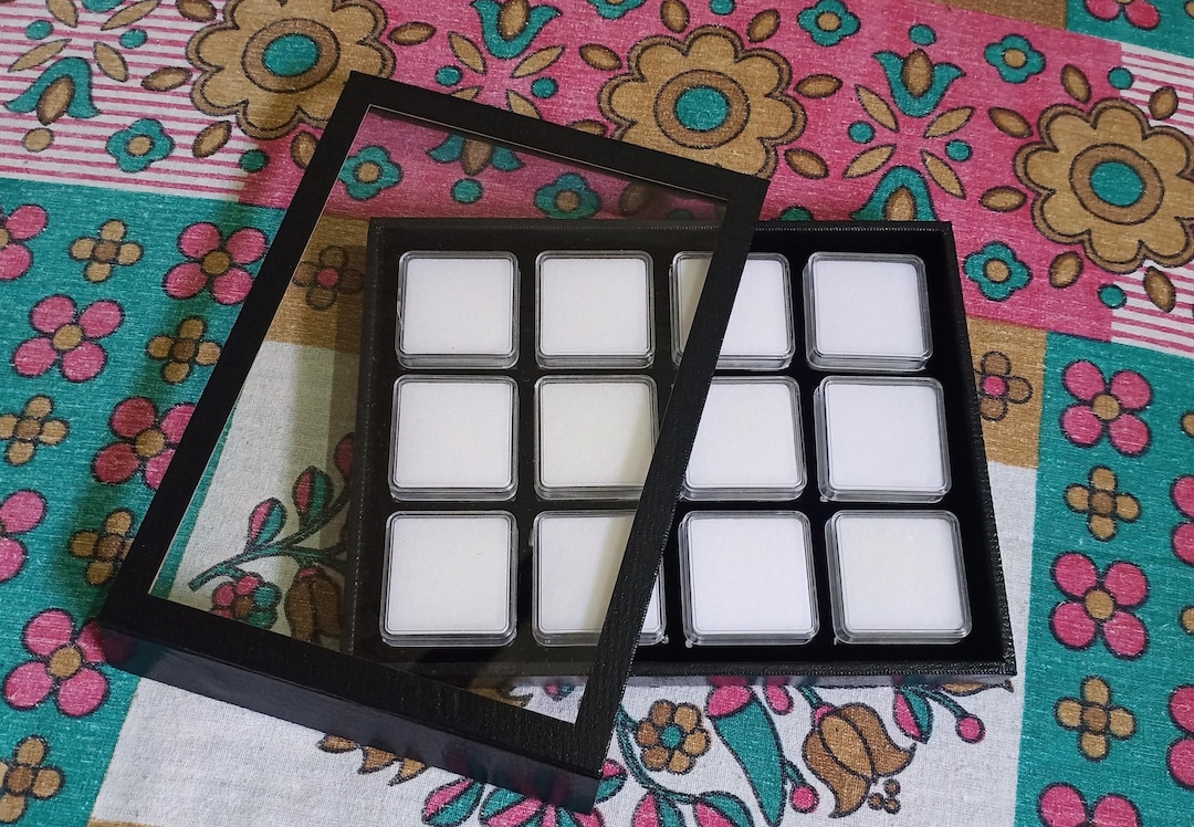 Gemstone Display Case: Transparent Magnetic Lid, 8/12 Box (3.5x3.5x1.5 ...