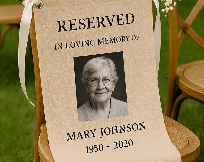 In-loving Memory Custom Linen Chair Sign – Modern Wedding Reserved ...