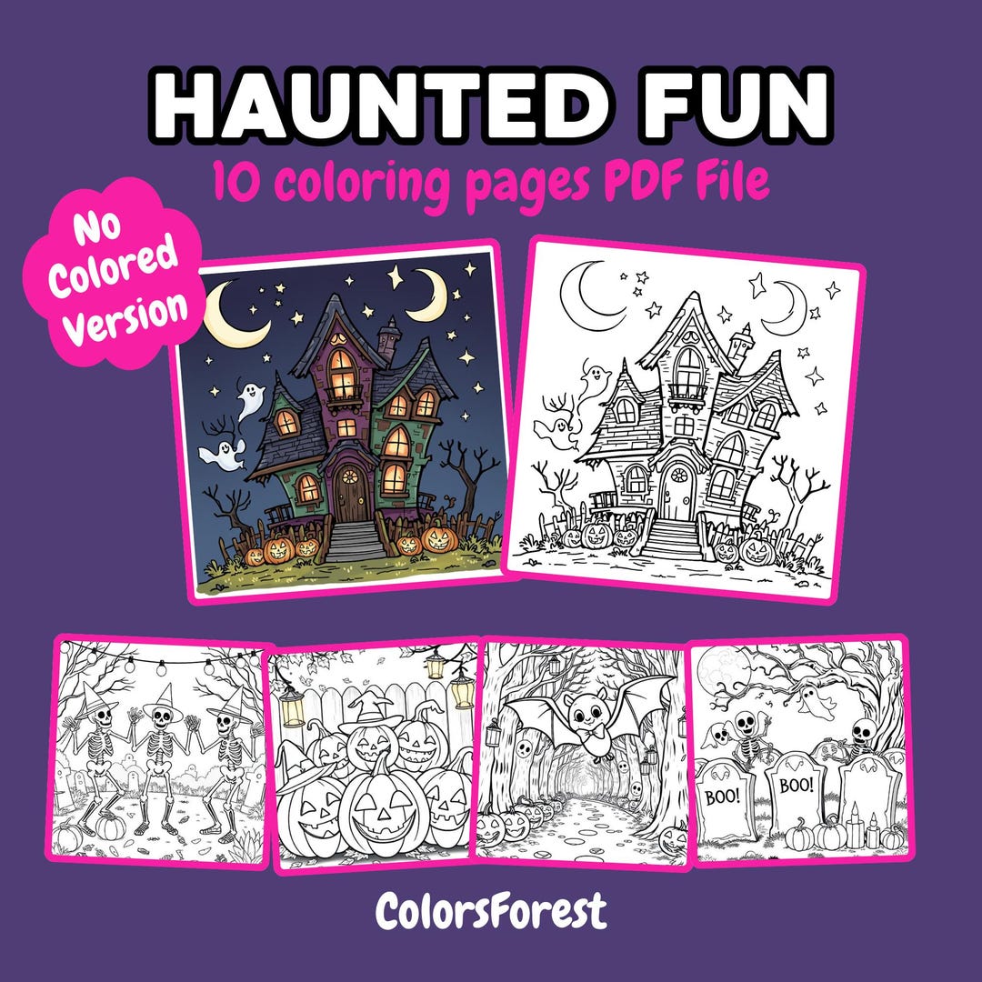 Halloween Coloring Pages for Kids | Haunted House, Ghosts, Pumpkins ...