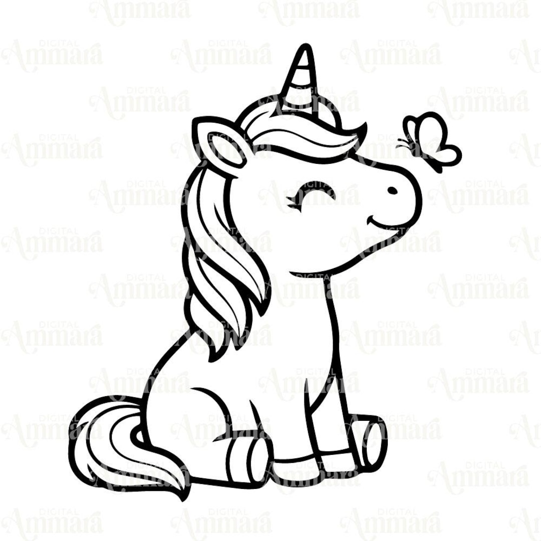 Unicórnio com Borboleta SVG, PNG | Clipart de Animal Fantástico ...